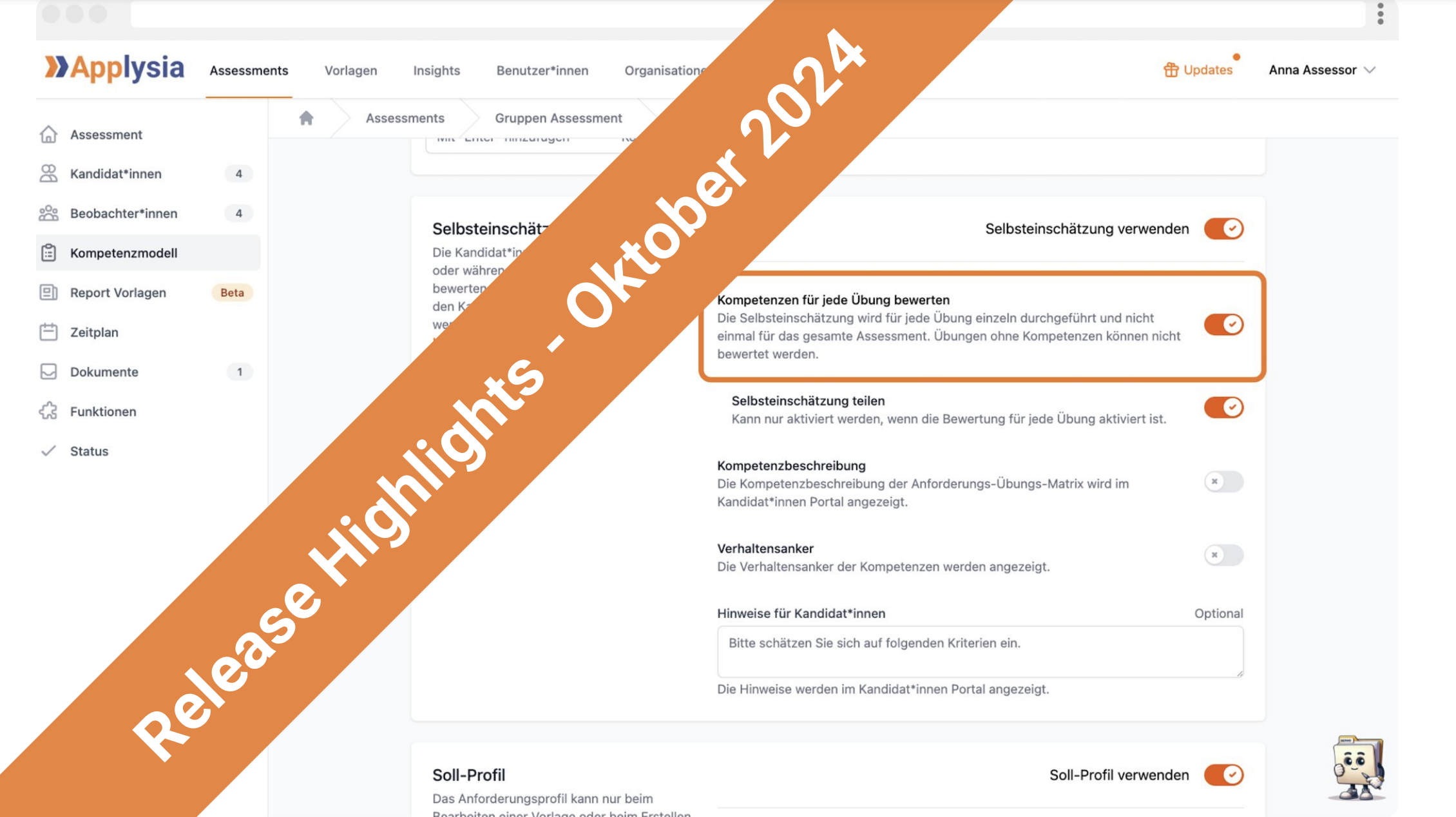 Selbsteinschätzung, Datensicherheit, Berichte & mehr - Applysia